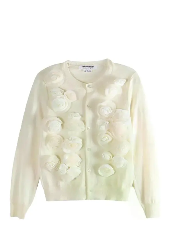 Comme Des Garçons Rose Detail Cardigan - Neutrals