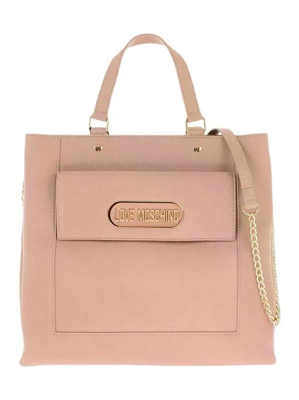 Moschino Logo Plaque Tote Bag - Neutrals