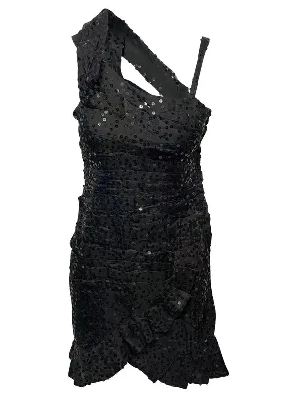 ISABEL MARANT VINTAGE Becky Ruched Sequin One-shoulder Dress - Black