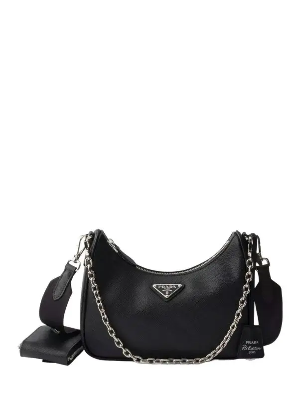 Prada Re-edition 2005 Saffiano Leather Shoulder Bag - Black