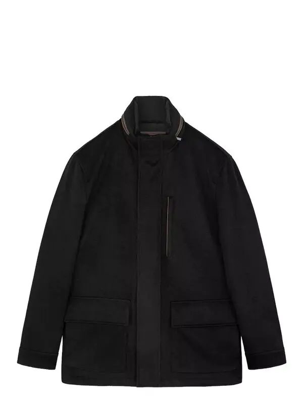 Paul & Shark Wool High-neck Single-breasted Coat - Black