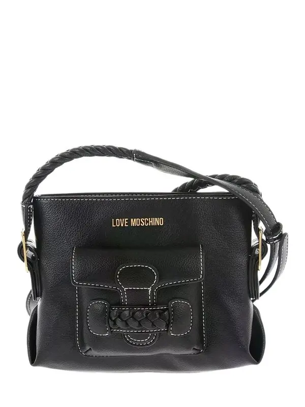 Moschino Braided Detail Contrasting Stitch Tote Bag - Black