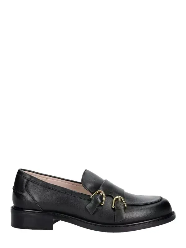 COCCINELLE Double-buckle Leather Loafers - Black