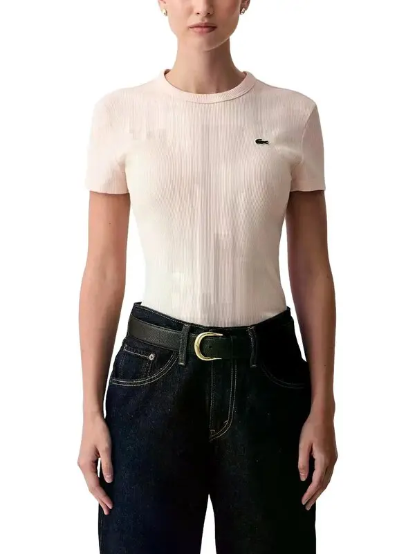 Lacoste Ribbed Logo Patch T-shirt - Pink