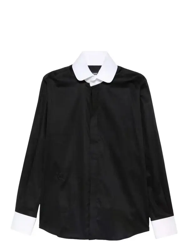 Karl Lagerfeld Contrast-collar Concealed-fastening Shirt - Black