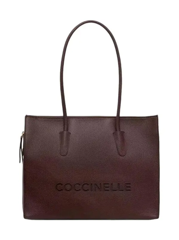 COCCINELLE Myrtha Logo-embossed Leather Tote Bag - Brown