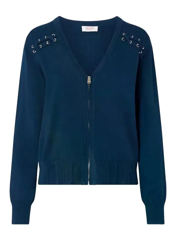 Liu Jo Cardigan With Lace-up Shoulder Detail - Blue