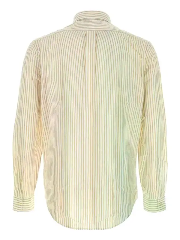 Polo Ralph Lauren Embroidered-logo Vertical-stripe Cotton Shirt - Neutrals