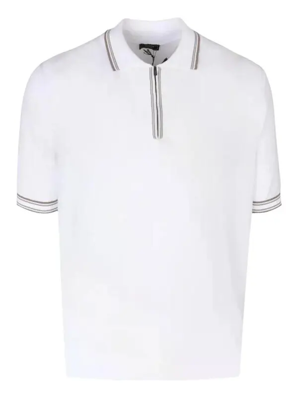 Peserico Zip-fastening Striped-trim Polo Shirt - White