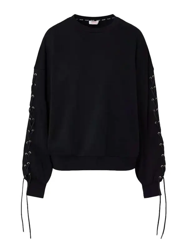 Liu Jo Sweatshirt With Braided Sleeves - Black