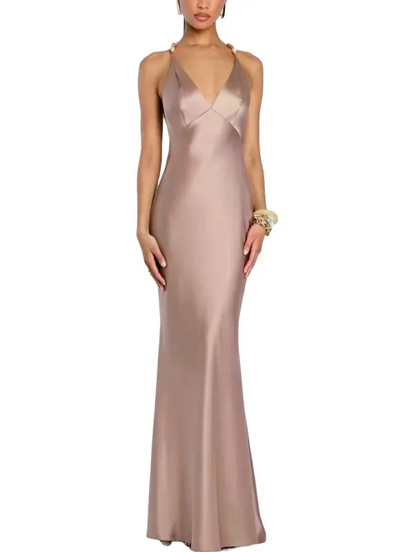 Retrofete Safie Beaded-strap Maxi Dress - Brown