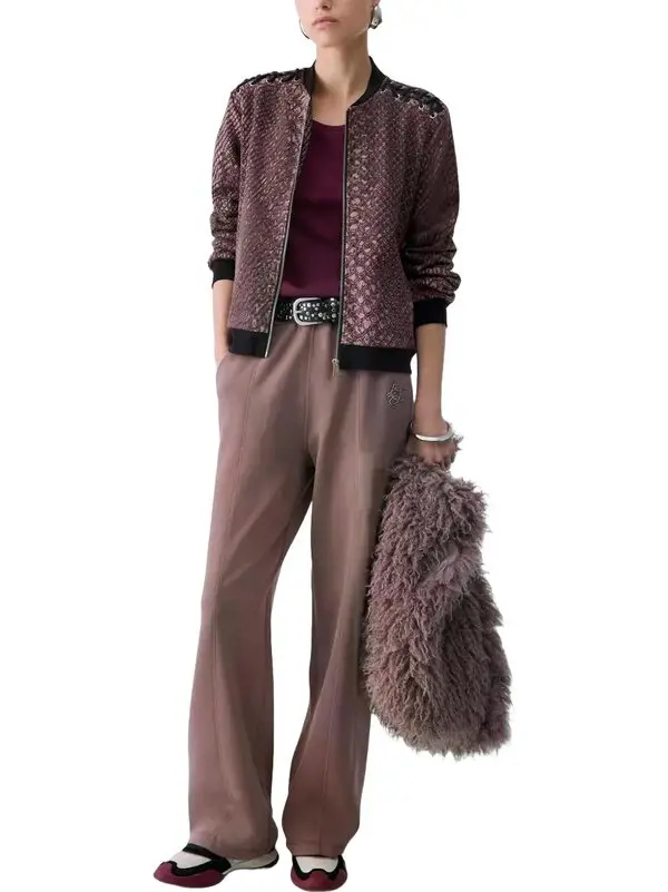 Liu Jo Cropped Bomber Jacket With Lace Detail - Brown