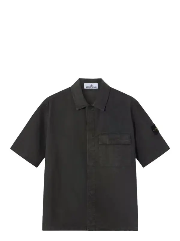 Stone Island 1200031 Brushed Organic Cotton Canvas Old-effect Shirt - Grey