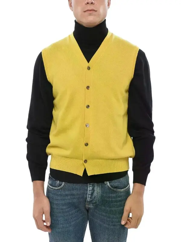Malo V-neck Sleeveless Cardigan - Yellow