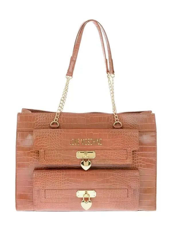 Moschino Crocodile-effect Love Tote Bag - Brown