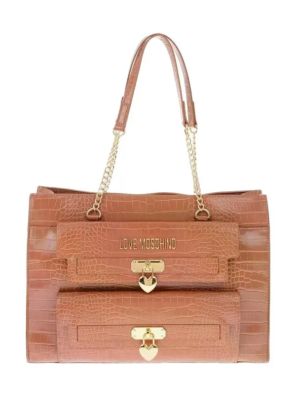 Moschino Crocodile-effect Love Tote Bag - Brown