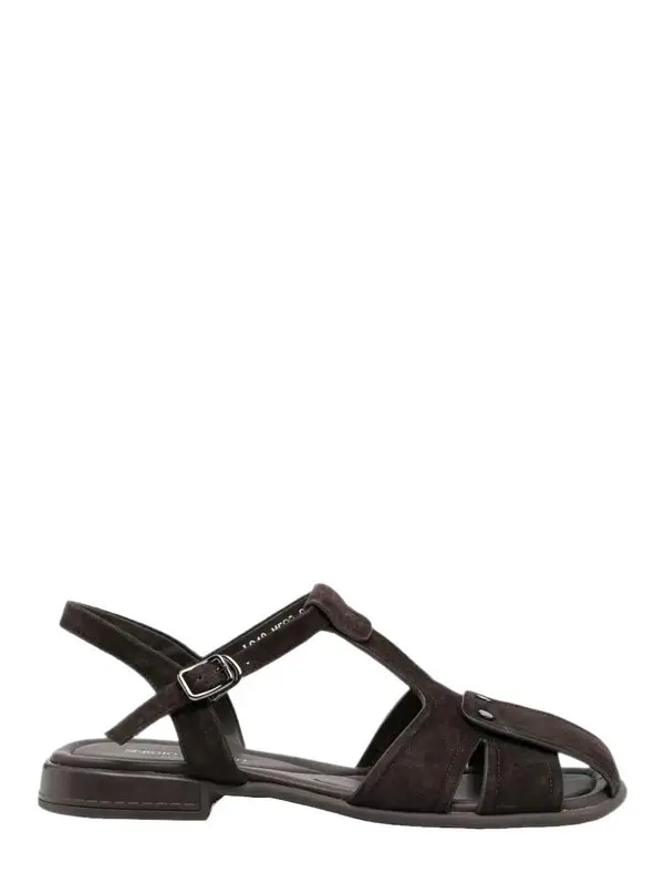 SERGIO MORETTI FIRENZE Suede Buckled Sandals - Brown