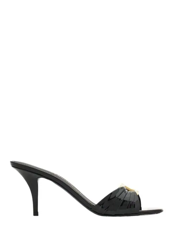 FERRAGAMO Gancini Embellished Kitten Heel Slides - Black