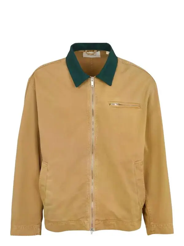 LES DEUX Contrast Collar Zip-up Jacket - Neutrals