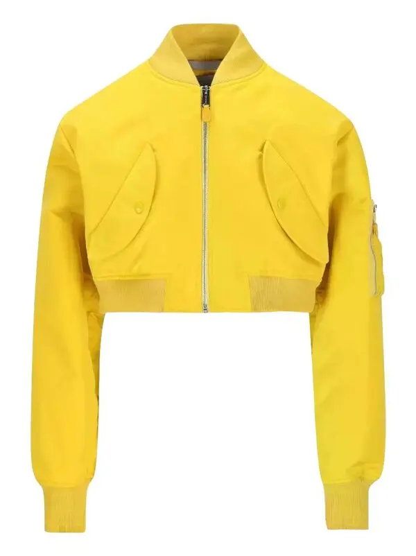 Balenciaga Cropped Oversized Bomber Jacket - Yellow
