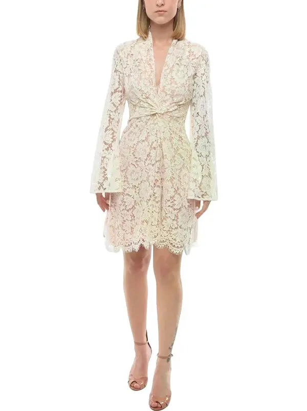 SUPER BLOND Lace V-neck Dress - Neutrals