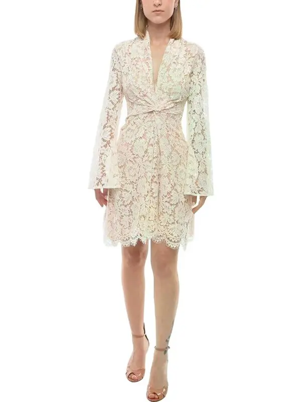 SUPER BLOND Lace V-neck Dress - Neutrals