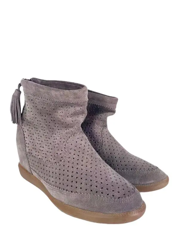 ISABEL MARANT VINTAGE Perforated Tassel Ankle Boots - Grey