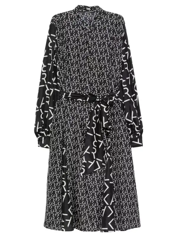 Karl Lagerfeld Logo Print Midi Dress - Black