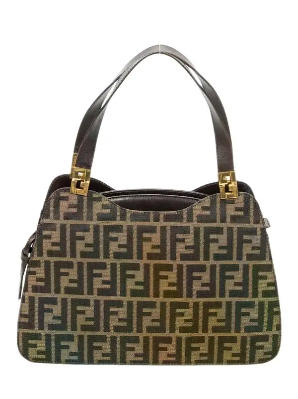 Fendi Ff Logo Plaque Zucca Pattern Tote Bag - Brown
