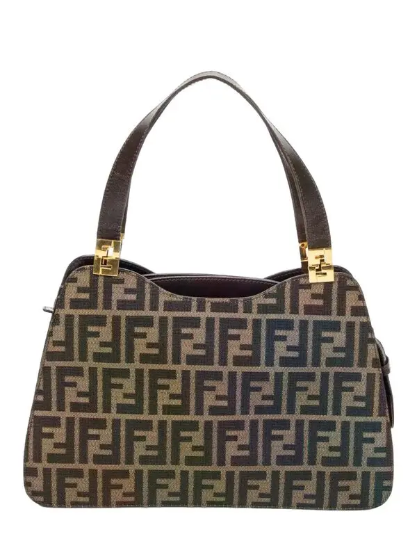 Fendi Ff Logo Plaque Zucca Pattern Tote Bag - Brown
