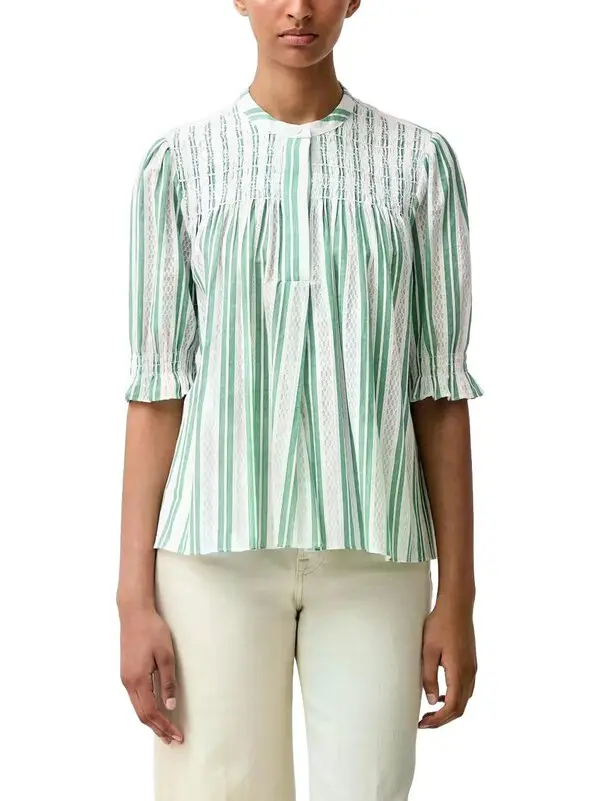 Stine Goya Smocked Striped Blouse - White