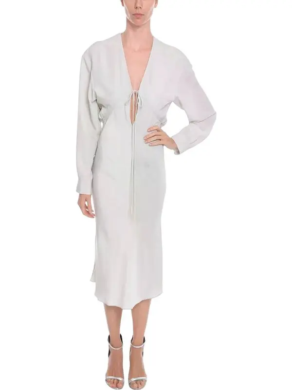 SUPER BLOND V-neck Long Sleeve Midi Dress With Cut-out Detail - Grey