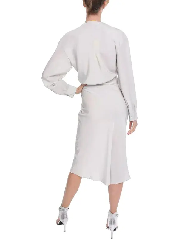 SUPER BLOND V-neck Long Sleeve Midi Dress With Cut-out Detail - Grey