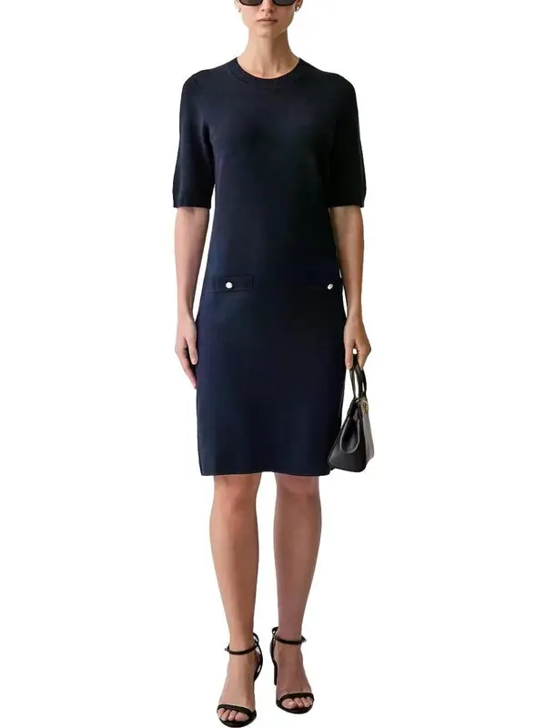 JOOP! Short-sleeve Midi Dress With Button Detail - Blue