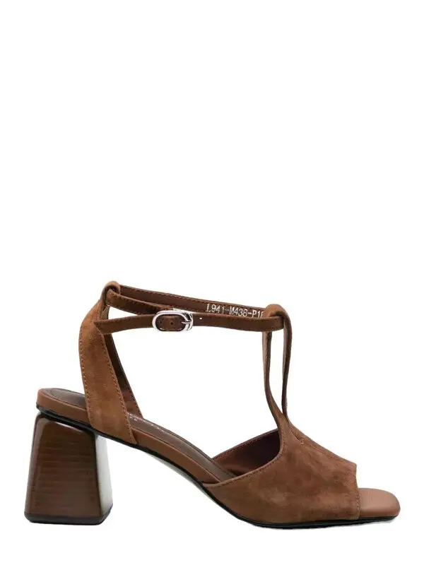SERGIO MORETTI FIRENZE Suede T-bar Sandals - Brown