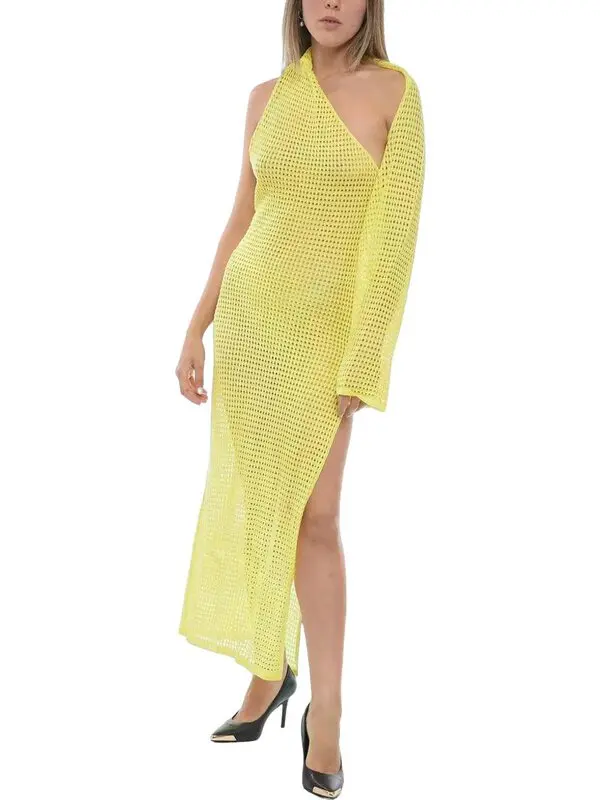 ART ESSAY Naomi Crochet-knit Maxi Day Dress - Yellow