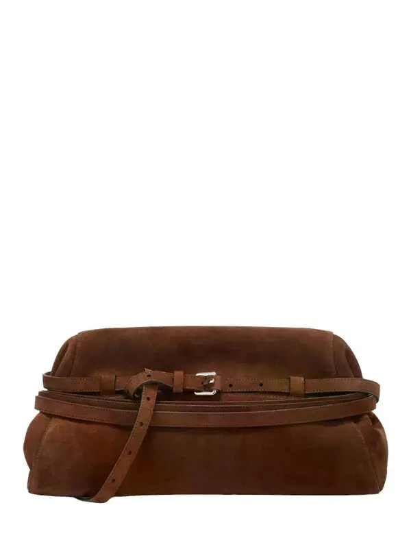 Moschino Belted Suede Clutch Bag - Brown