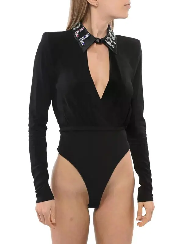 John Richmond Embellished Collar Bodysuit - Black