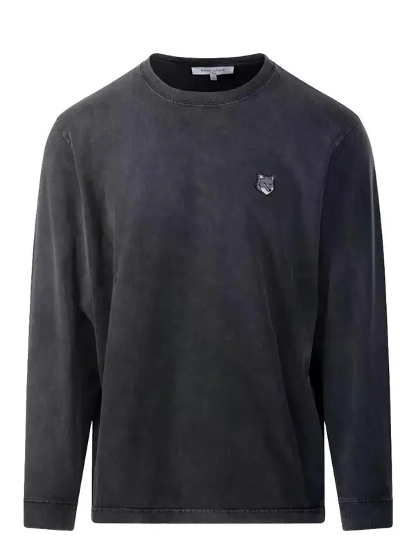 Maison Kitsuné Fox-patch Long-sleeve T-shirt - Black
