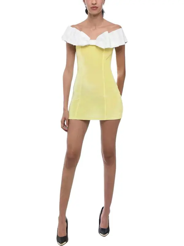 ADRIANA HOT COUTURE Off-the-shoulder Mini Dress With Bow Detail - Yellow