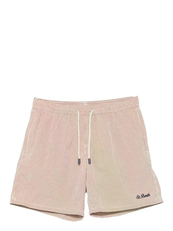 MC2 SAINT BARTH Patmos Gingham Check Swim Shorts - Neutrals
