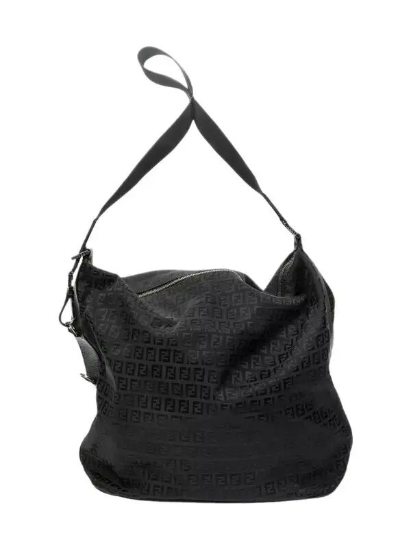 Fendi Zucchino Pattern Shoulder Bag - Black