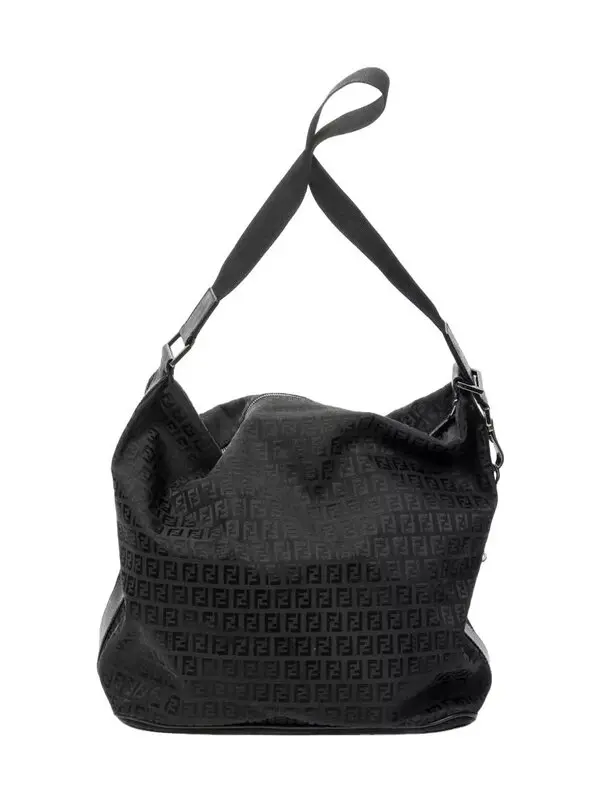 Fendi Zucchino Pattern Shoulder Bag - Black