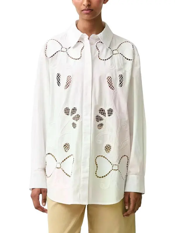 Stine Goya Cotton Bow Broderie Anglaise Shirt - White