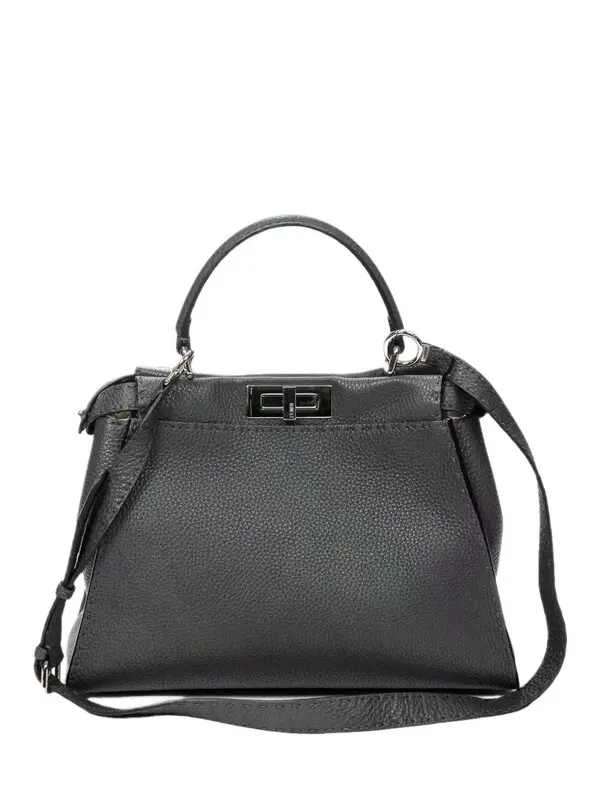 Fendi Medium Peekaboo Leather Tote Bag - Grey