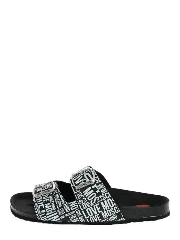 Moschino Print Buckled Sandals - Black
