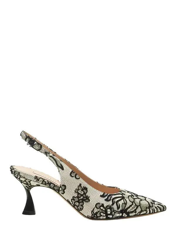 Casadei Floral Lace Slingback Pumps - White