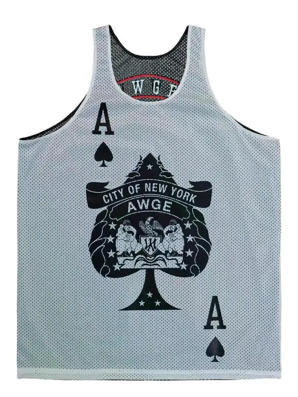 AWGE Reversible Mesh Tank Top With Graphic Print - Grey
