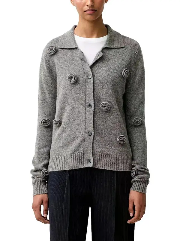 Stine Goya Floral Appliqué Cardigan - Grey