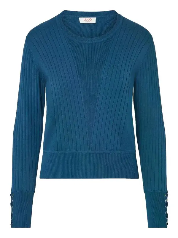 Liu Jo Ribbed Knit Sweater With Lace Detailing - Blue